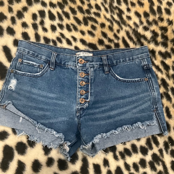 Free People | Shorts | Free People Womens 26 Whisker Blue High Waist ...